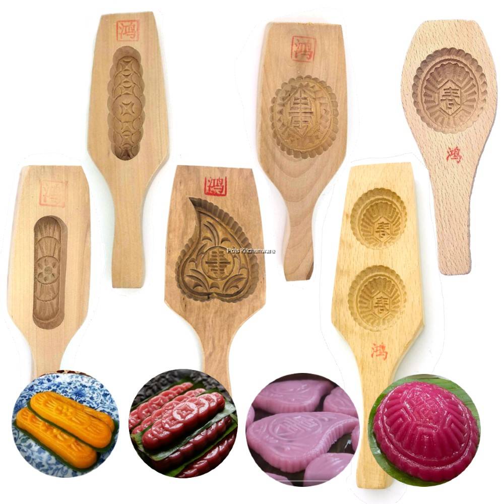 Wood Traditional Ang Ku Kuih Long Coin Shape AngKu Kueh Red Tortoise ...