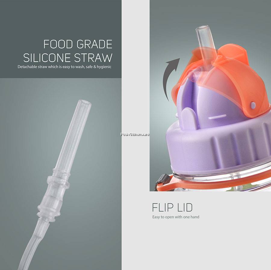 550ml Relax Tritan BPA Free Kids Straw Water Bottle 儿童吸管水瓶 Botol Air Kanak-Kanak - D7655