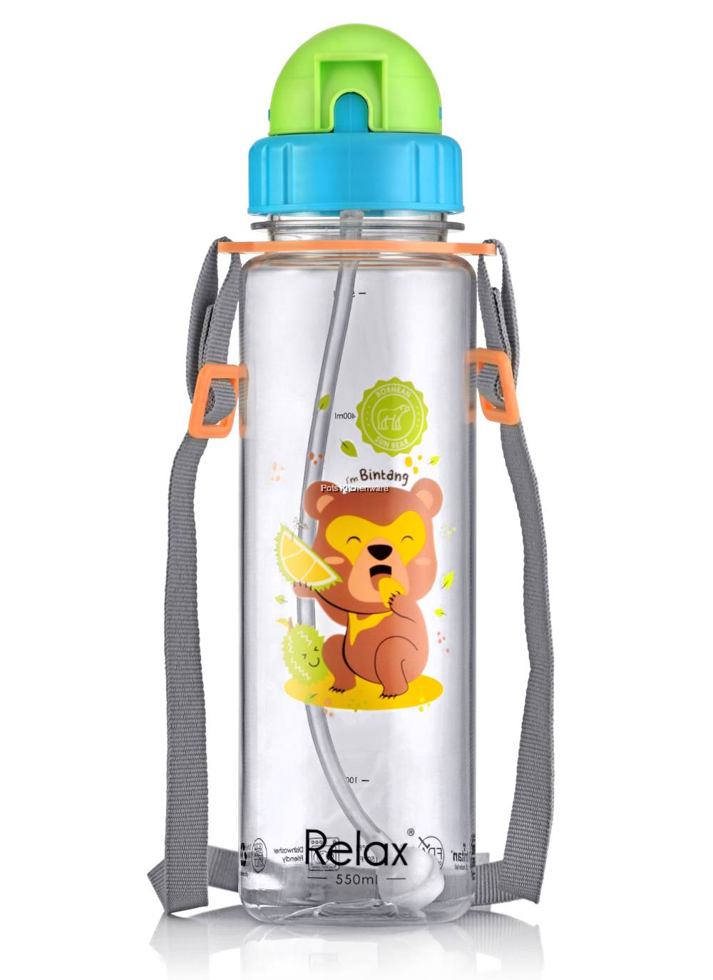550ml Relax Tritan BPA Free Kids Straw Water Bottle 儿童吸管水瓶 Botol Air Kanak-Kanak - D7655