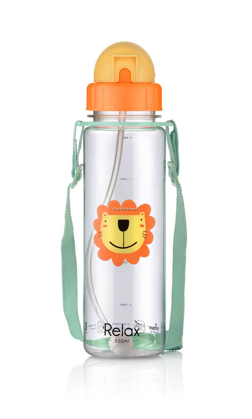 550ml Relax Tritan BPA Free Kids Straw Water Bottle 儿童吸管水瓶 Botol Air Kanak-Kanak - D7655