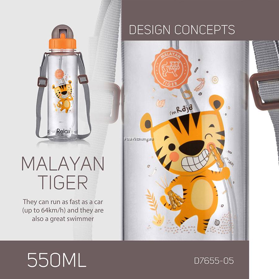 550ml Relax Tritan BPA Free Kids Straw Water Bottle 儿童吸管水瓶 Botol Air Kanak-Kanak - D7655
