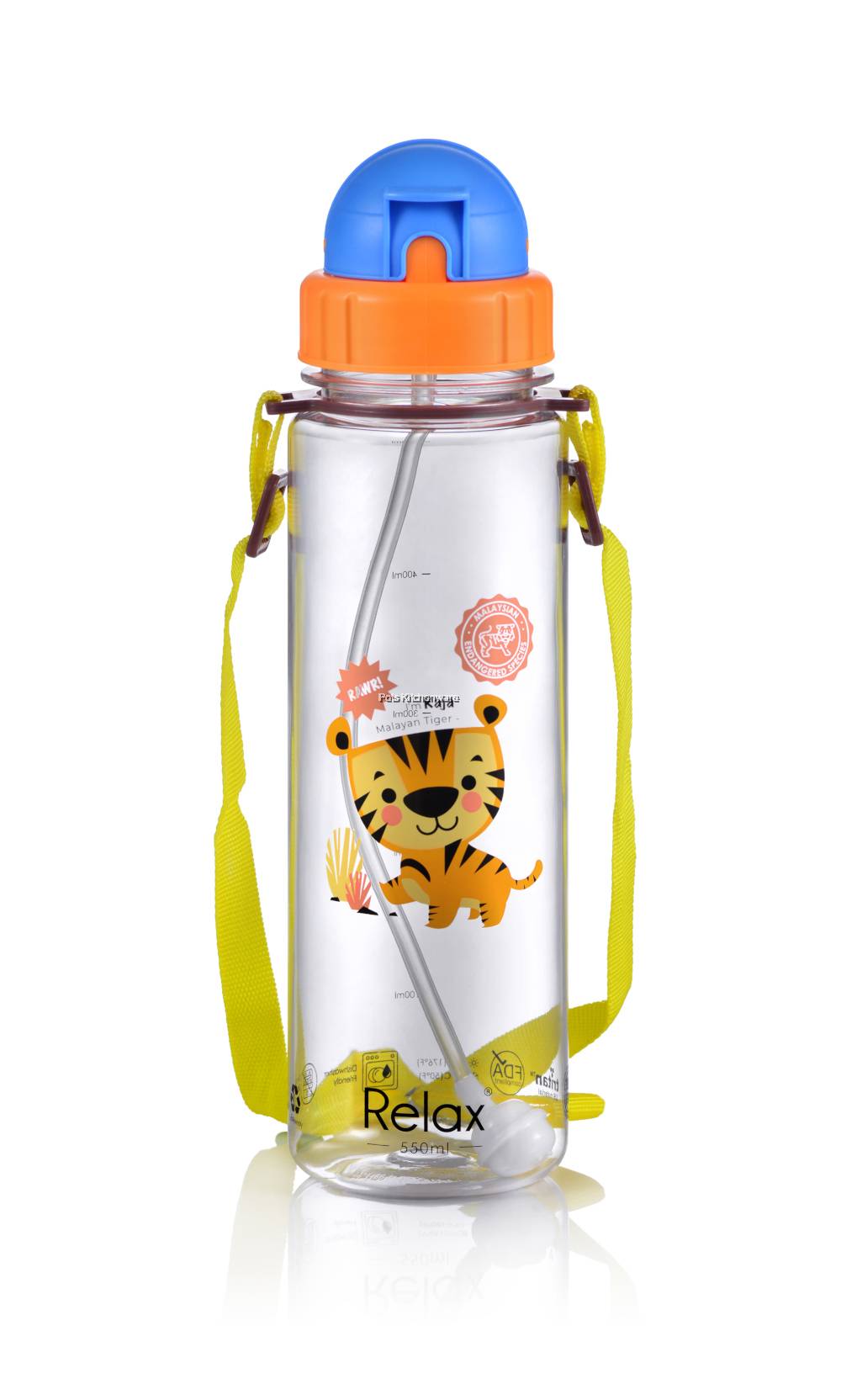 550ml Relax Tritan BPA Free Kids Straw Water Bottle 儿童吸管水瓶 Botol Air Kanak-Kanak - D7655