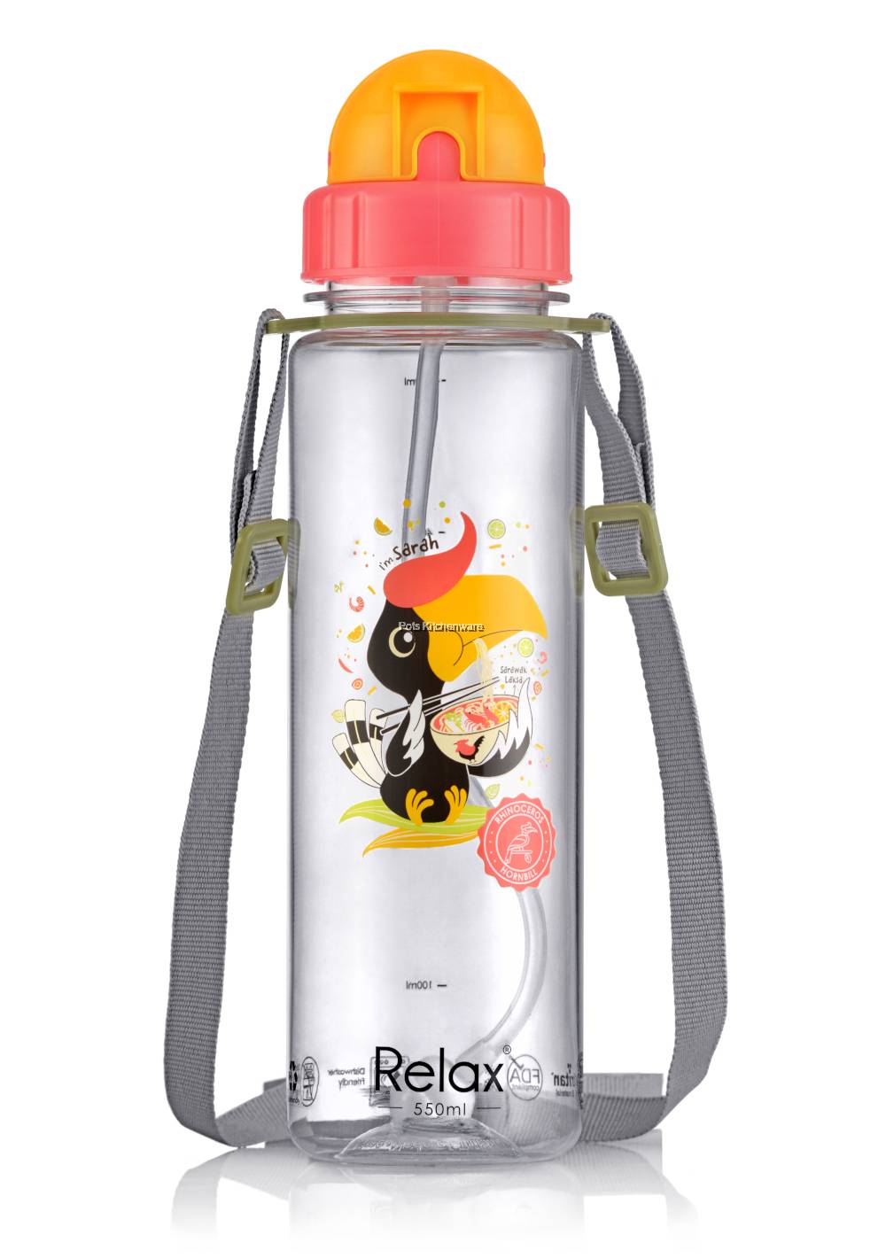 550ml Relax Tritan BPA Free Kids Straw Water Bottle 儿童吸管水瓶 Botol Air Kanak-Kanak - D7655