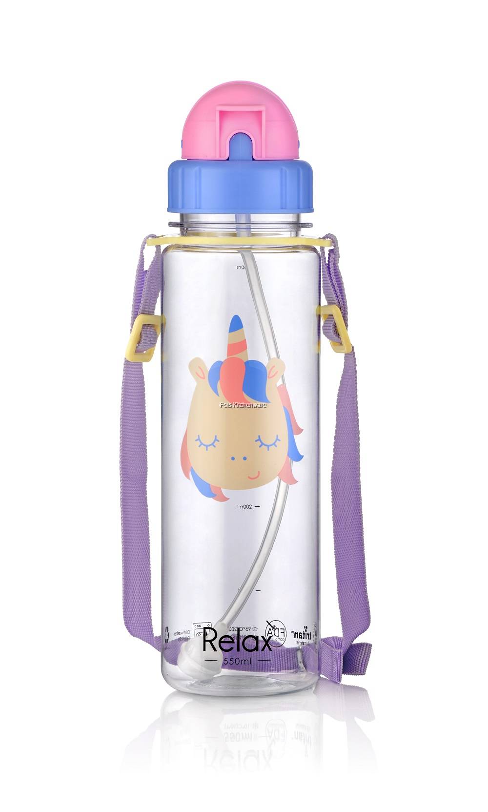 550ml Relax Tritan BPA Free Kids Straw Water Bottle 儿童吸管水瓶 Botol Air Kanak-Kanak - D7655