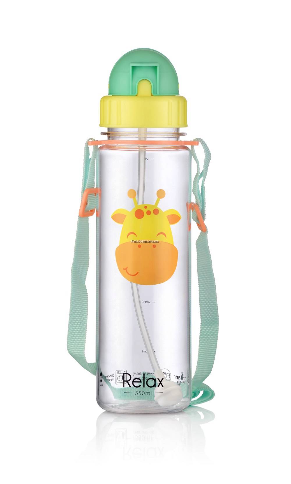 550ml Relax Tritan BPA Free Kids Straw Water Bottle 儿童吸管水瓶 Botol Air Kanak-Kanak - D7655
