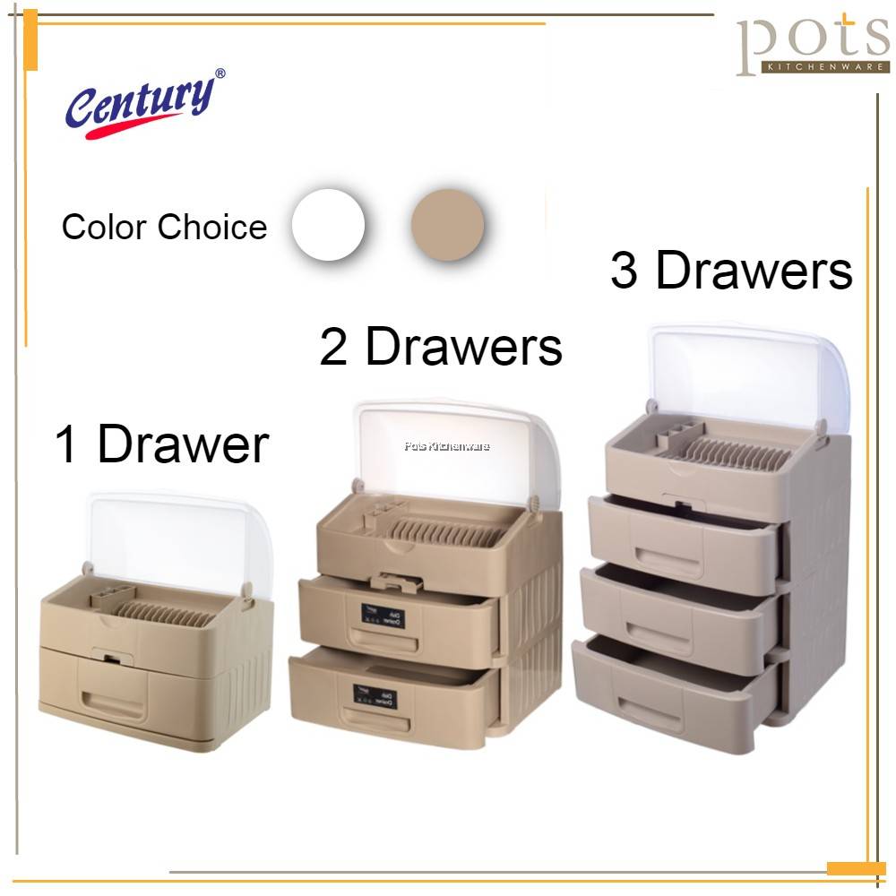 Century Dish Drainer with Cover Drawer Dish Drying Rack Storage Rak ...