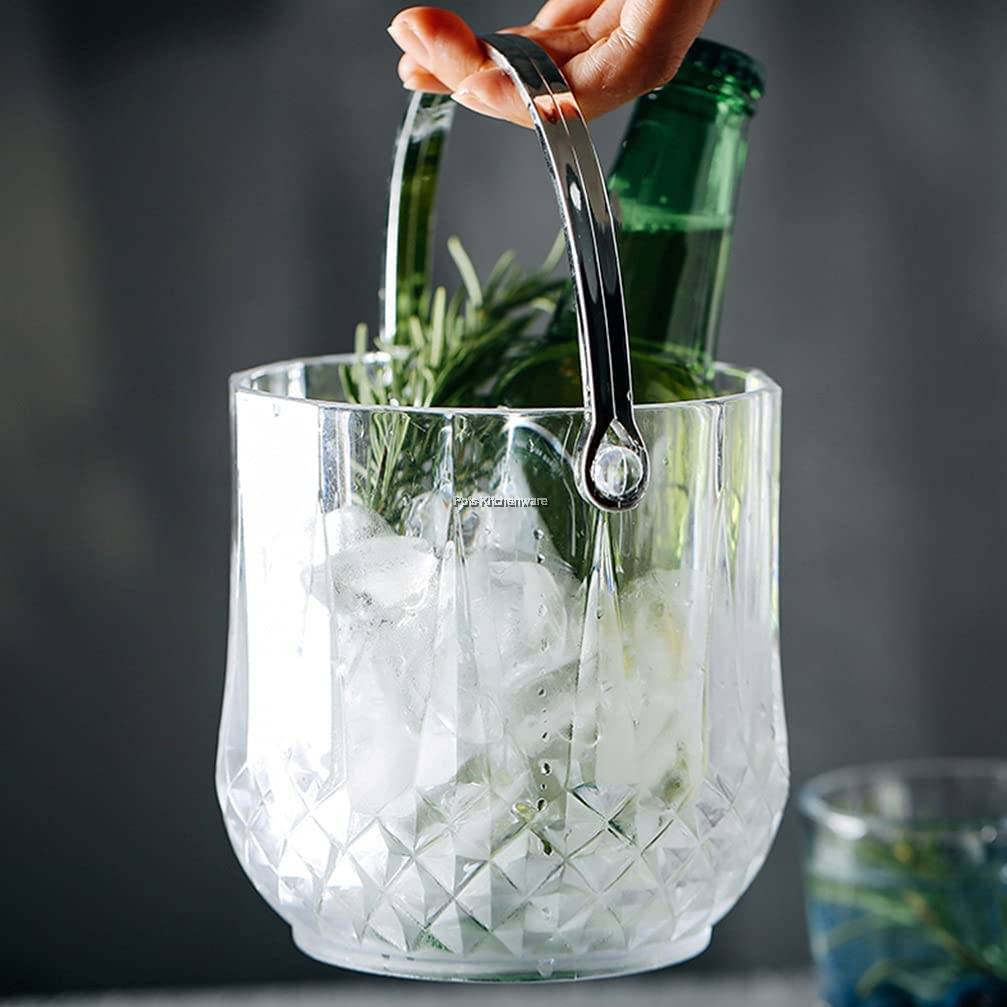 Clear Crystal Acrylic Transparent Ice Bucket Ice Barrel Bekas Hidang ...