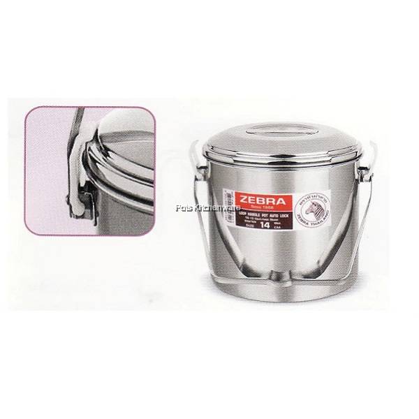 Zebra Stainless Steel SUS304 Auto Lock Loop Handle Soup Tiffin Carrier ...