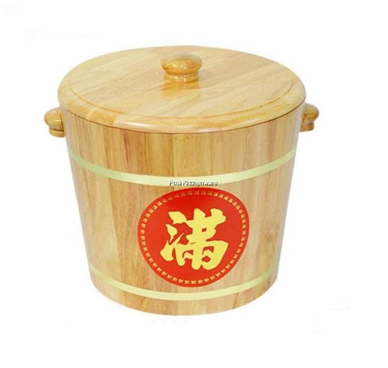 Wooden Rice Bucket Barrel 6kg/10kg/12kg Bekas Nasi Kayu 木制米桶 - 030