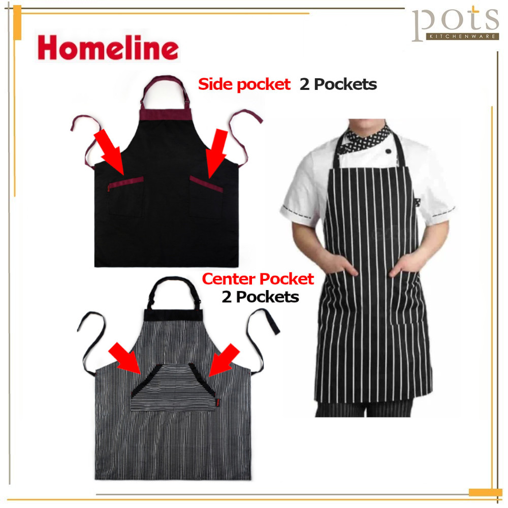 Homeline Two Pocket Cotton Polyester Bib Chef Apron Barista Bartender ...