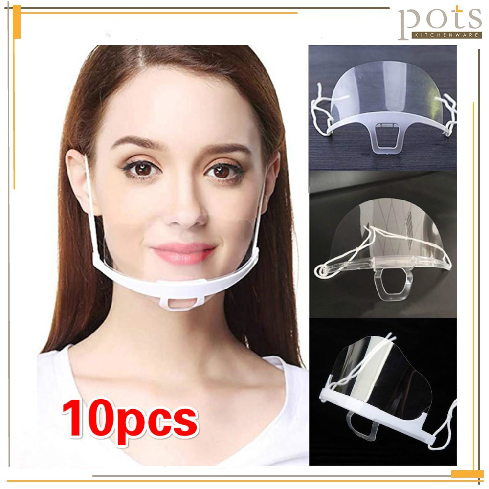 10 Pcs Anti-fog Plastic Transparent Mask Mouth Mask Topeng Plastik ...