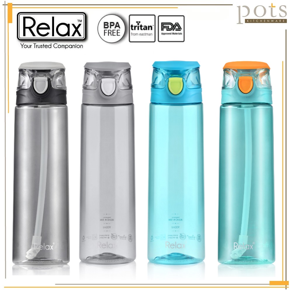 900ML Relax Tritan BPA Free Push Button Lid Water Bottle Tumbler Botol ...