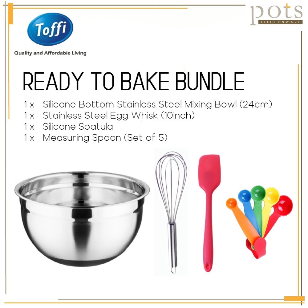 READY TO BAKE BUNDLE - Baking Set - Mixing Bowl + Egg Whisk + Spatula ...