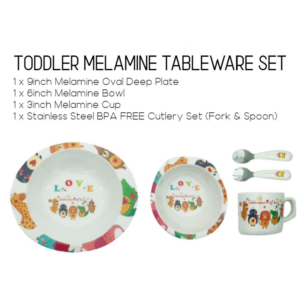 TODDLER MELAMINE TABLEWARE SET - Melamine Plate + Melamine Bowl ...