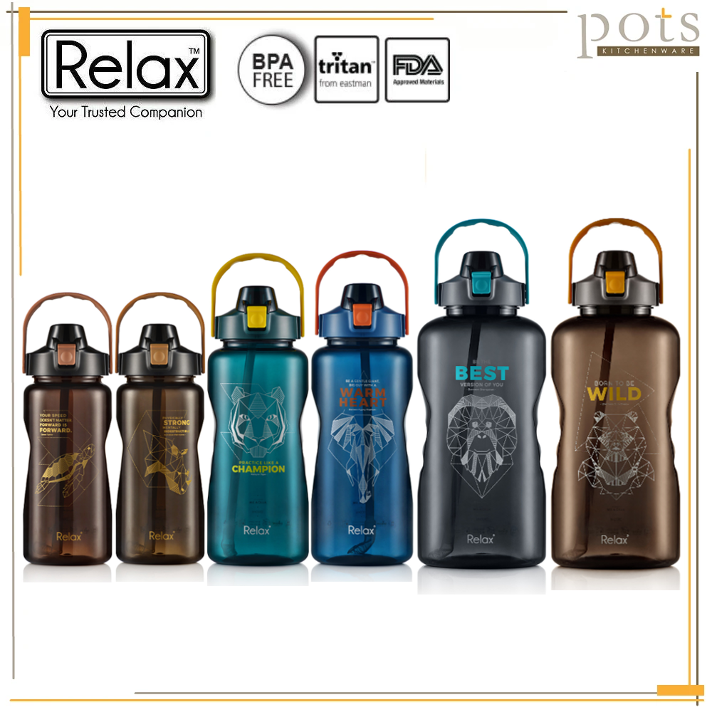 Relax Tritan BPA Free with Straw Big Capacity Sports Water Bottle ...