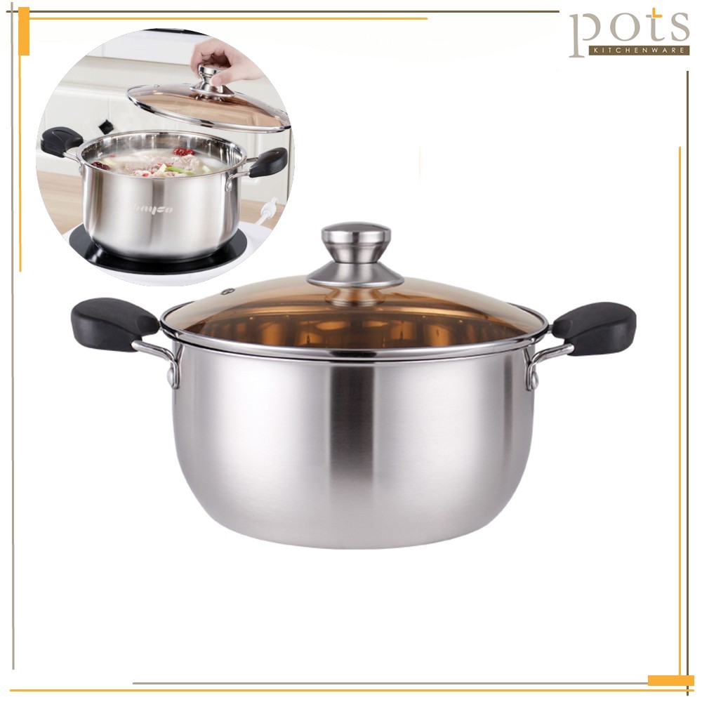 Stainless Steel SUS304 Casserole Pot Soup Pot With Glass Lid 不锈钢锅汤锅 ...