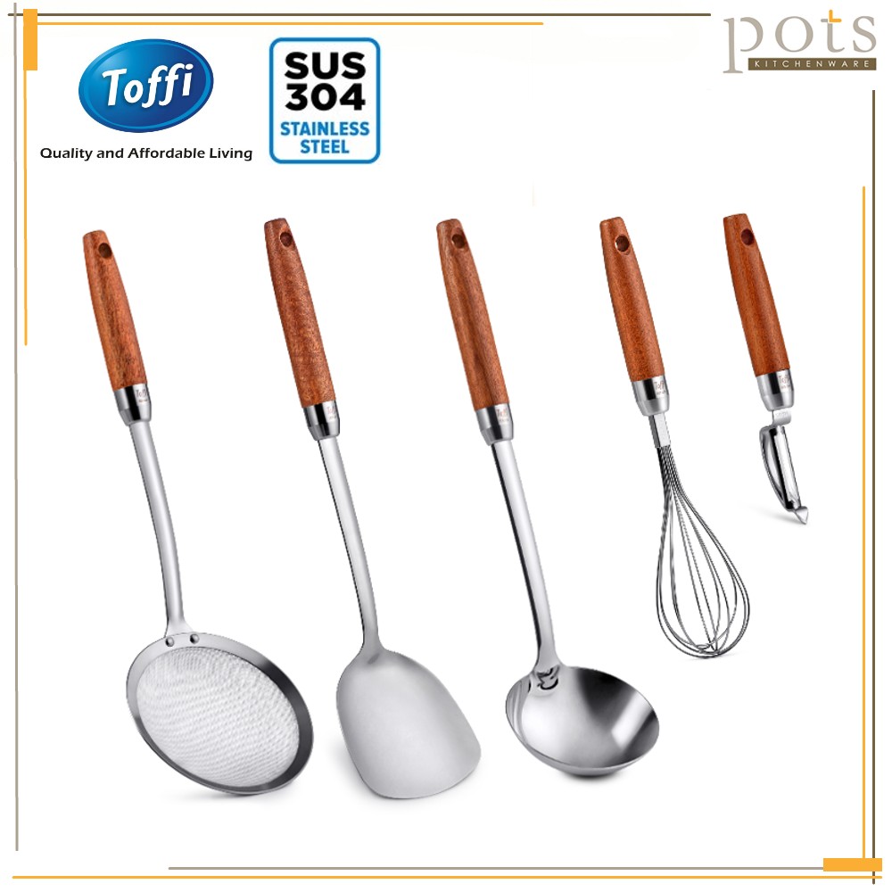 Toffi SUS304 Stainless Steel Kitchen Utensils Set Asian Turner Ladle ...
