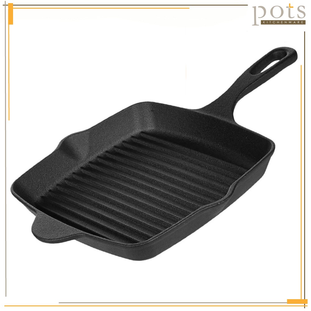 Pre-seasoned XL Size Heavy Duty Cast Icon Square Pan Grill Pan Griddle ...