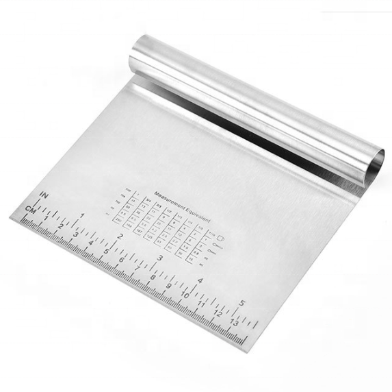 Stainless Steel Food Scraper Dough Cutter Fondant Cake Measuring Scale ...