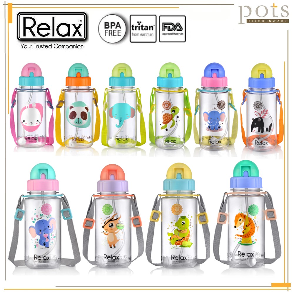 400ml Relax Tritan BPA Free Kids Straw Water Bottle 儿童吸管水瓶 Botol Air Kanak-Kanak - D7640